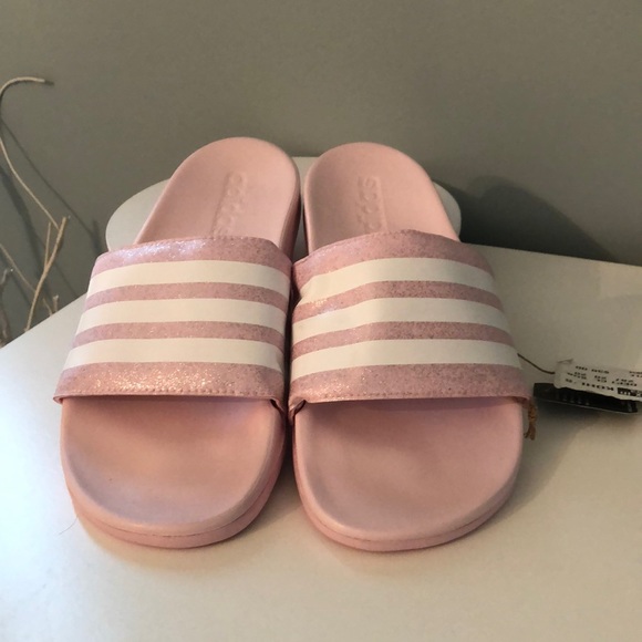 adidas | Shoes | Nwt Adidas Pink Glitter Slides | Poshmark